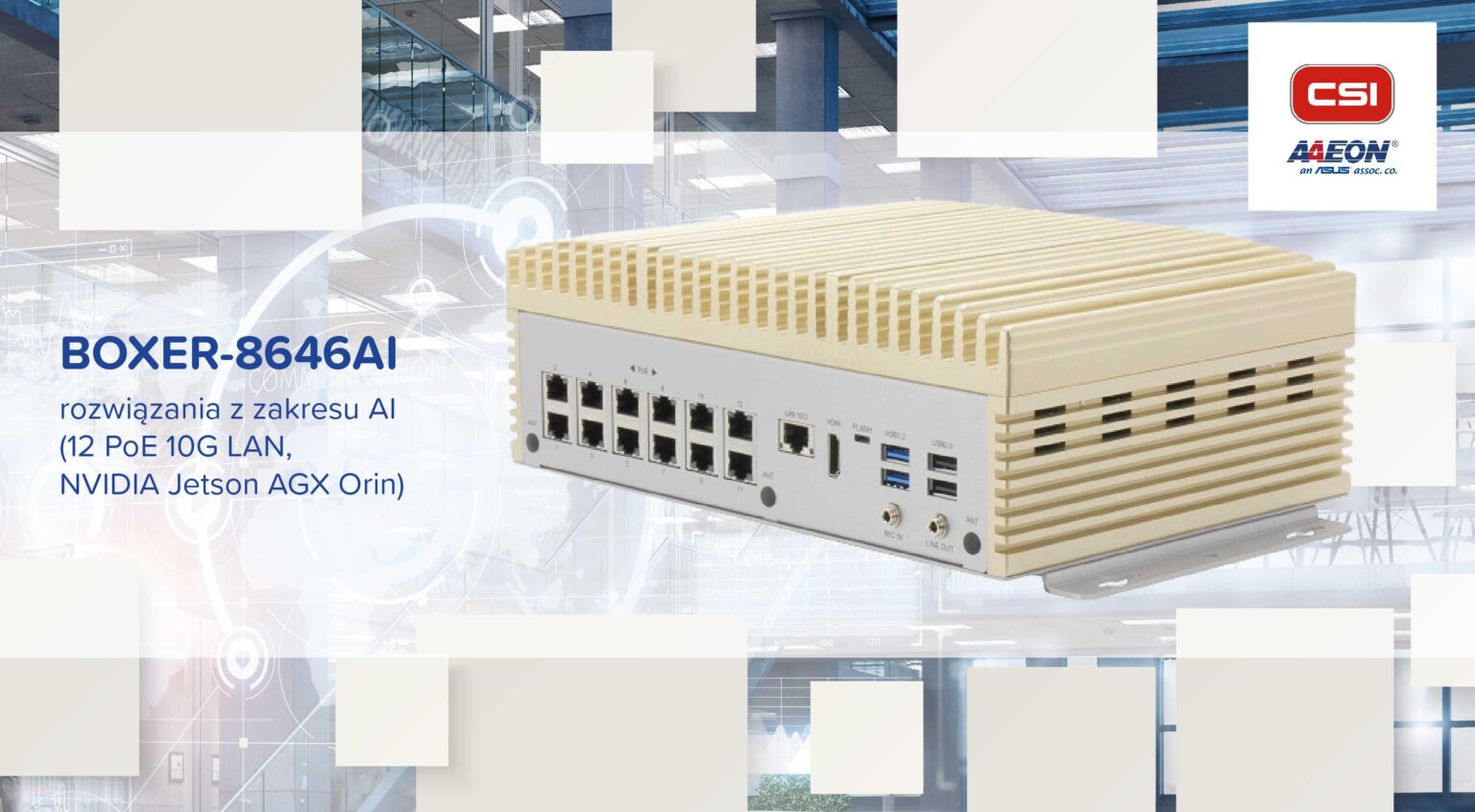 Komputer BOXER-8646AI - rozwiązanie z zakresu AI (12 PoE, 10G LAN ...